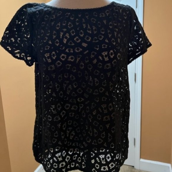 LOFT | Tops | Loft Eyelet Black Top | Poshmark